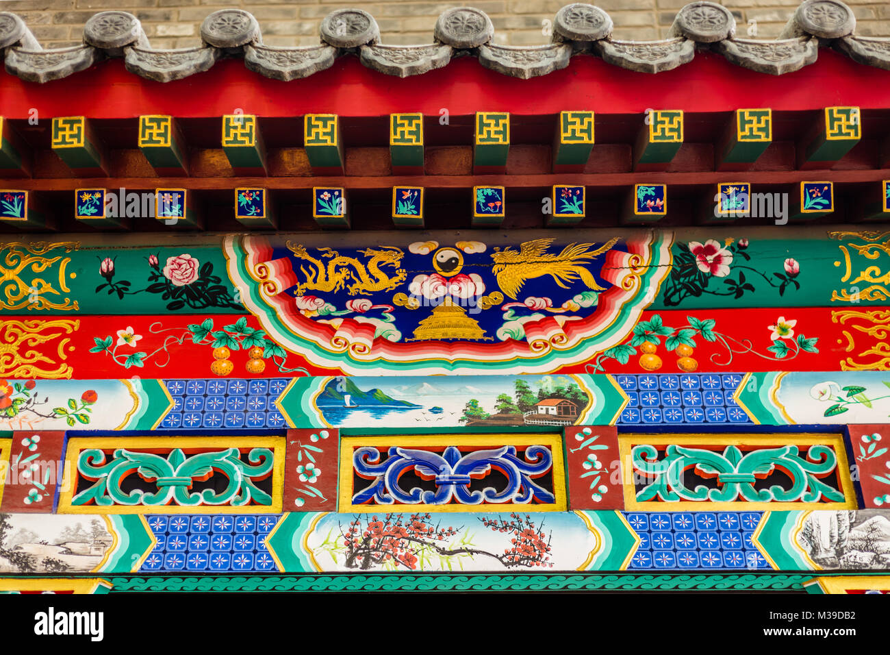 Traditional ornaments of a Chinese house. Beijing, China Stock Photo ...
