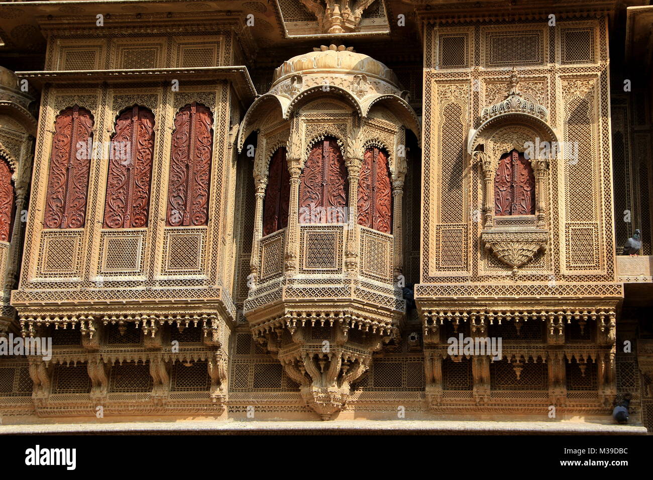 Highly decorative, minutely carved balconies of Patawon-ki-Haweli at ...