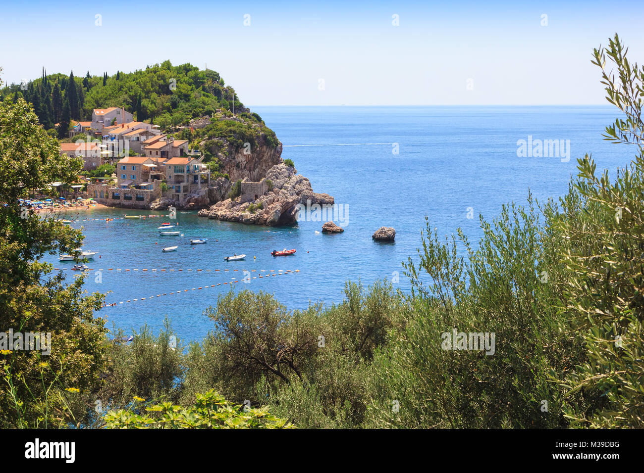 Beautiful view of the cozy sea bay in the Budva Riviera in Montenegro ...