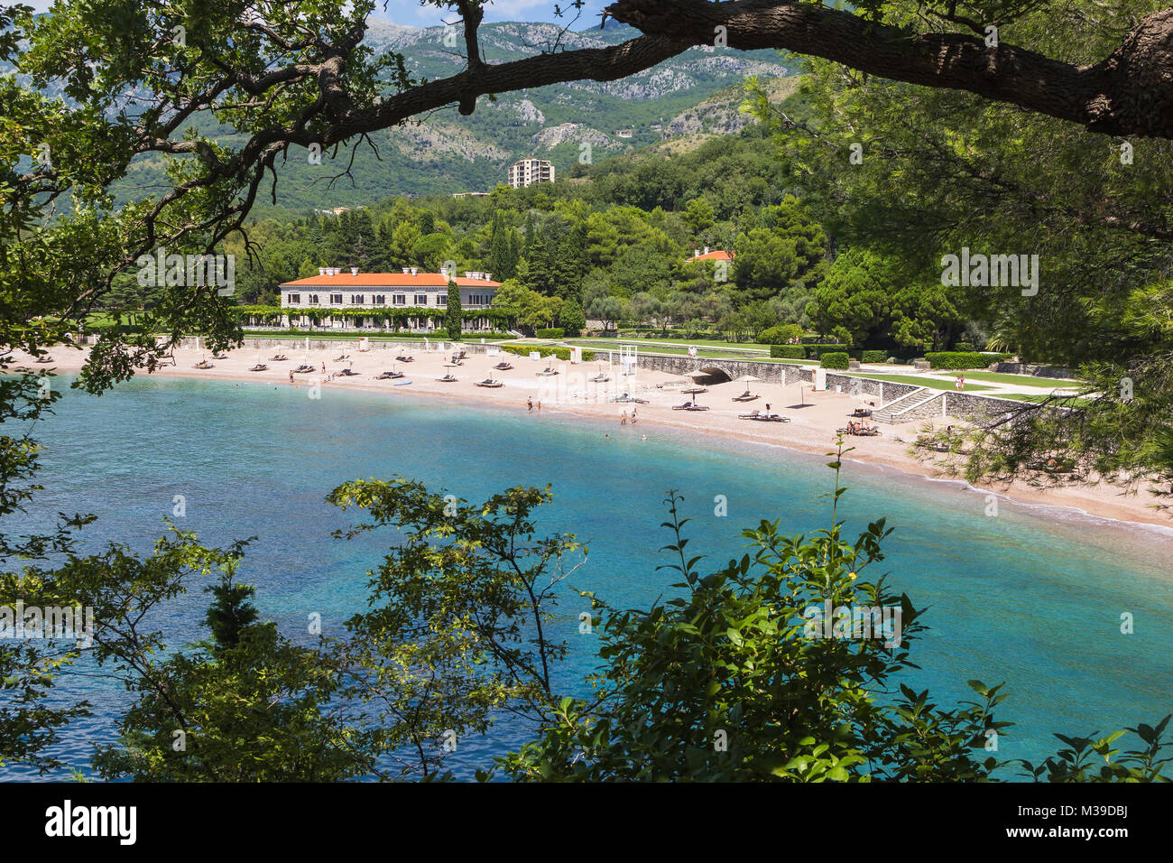 PRZNO, BUDVA RIVIERA AREA, MONTENEGRO, AUGUST 2, 2014: Panoramic view ...