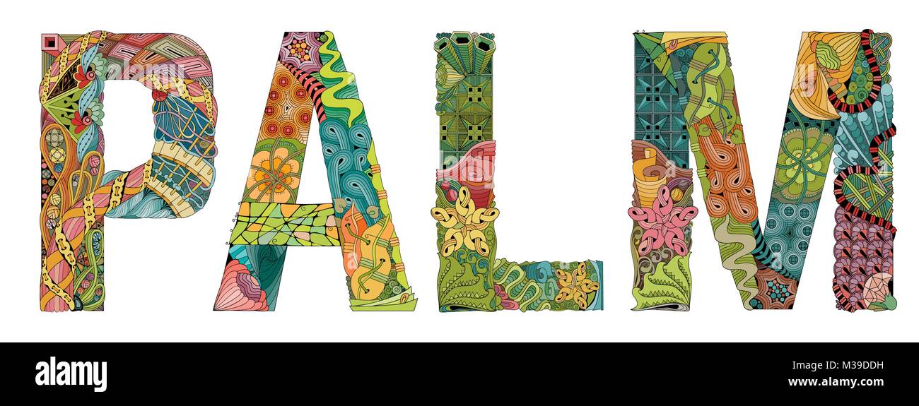 Word PALM. Vector decorative zentangle object Stock Vector Image & Art ...