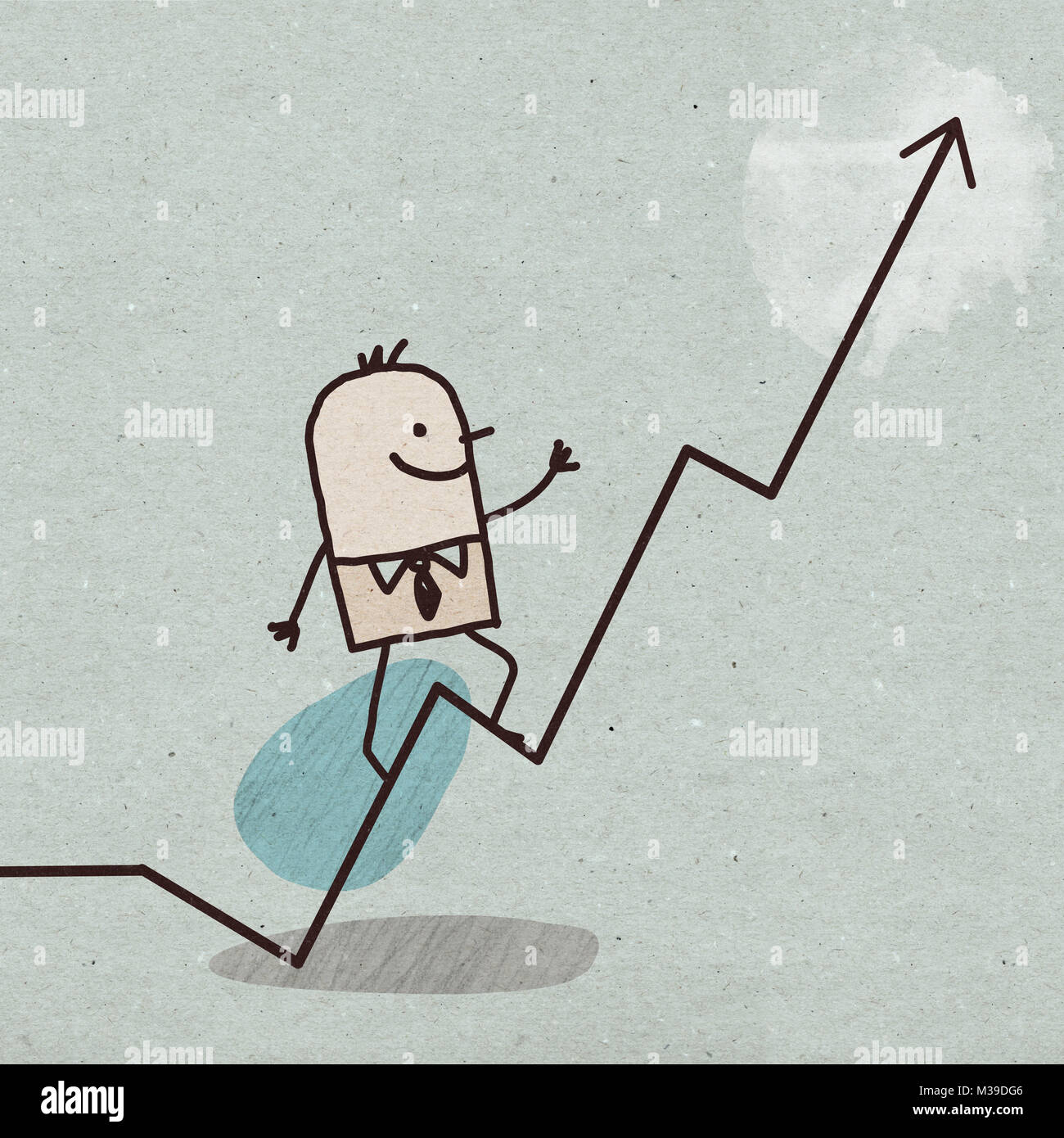 Cartoon Businessman with Up Line Stock Photo - Alamy