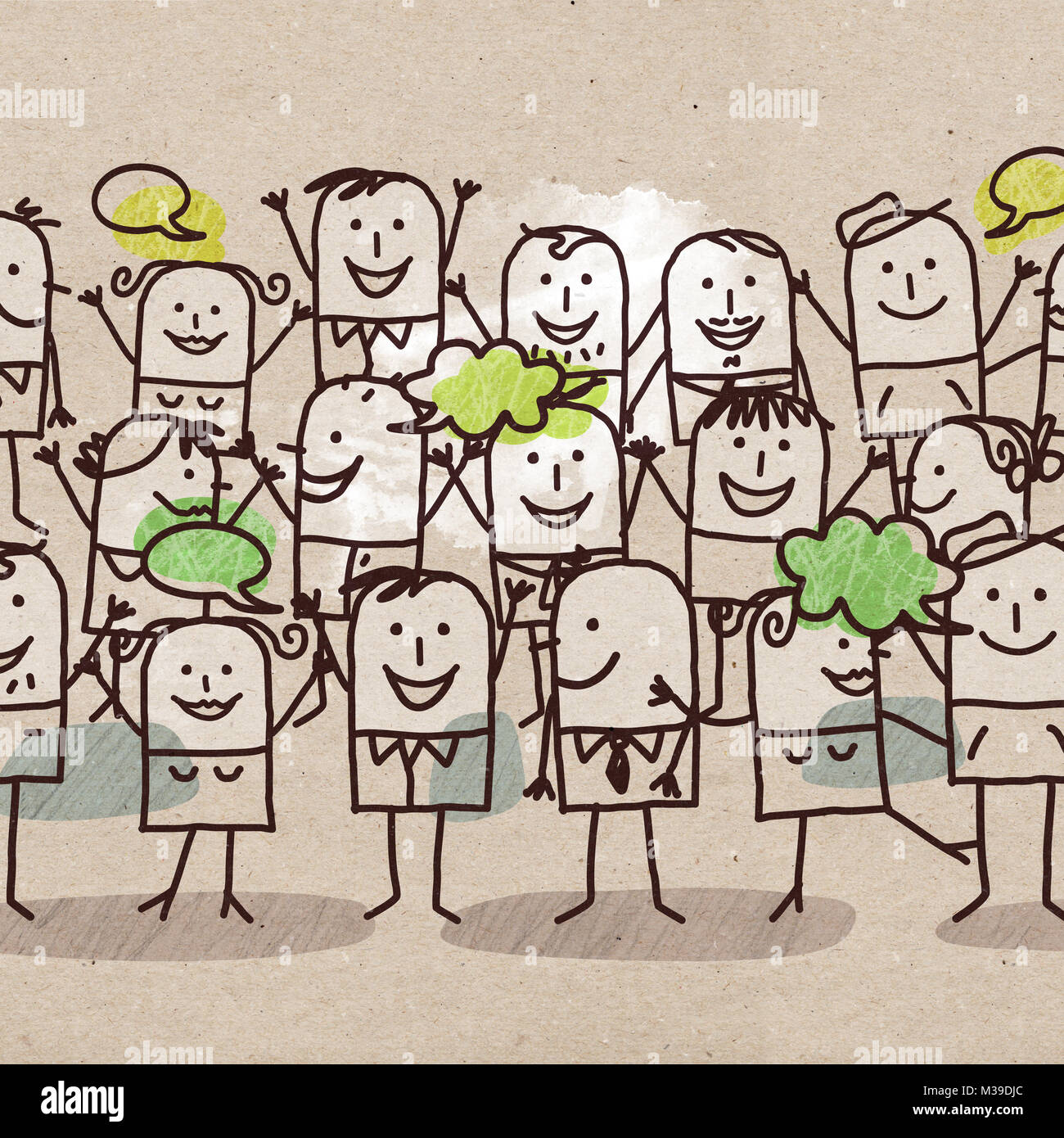 Cartoon Happy Group of People Stock Photo - Alamy