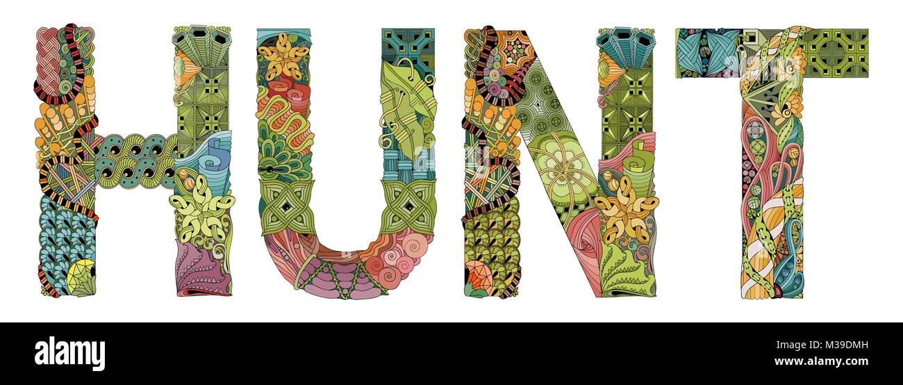 Word HUNT. Vector decorative zentangle object Stock Vector Image & Art ...