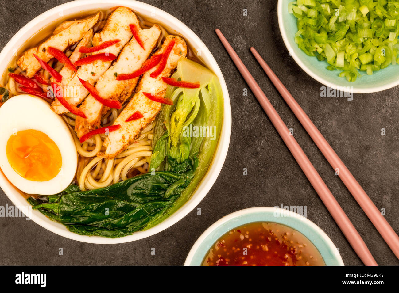 Japanese Style Chicken And Chilli Ramen Soup or Broth With Pak Choi ...