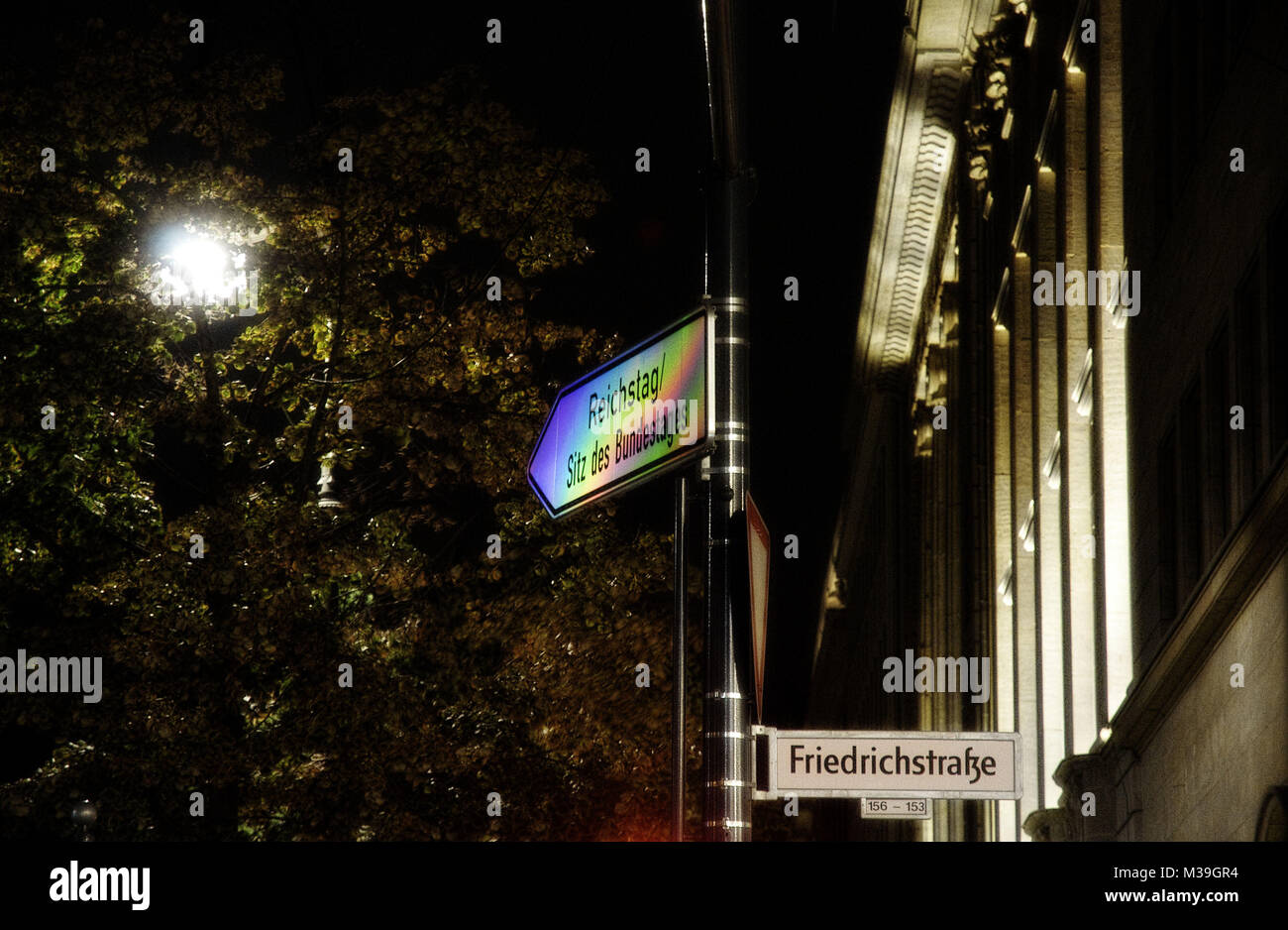 Berlin Reichstag Sign Night taken in 2015 Stock Photo - Alamy
