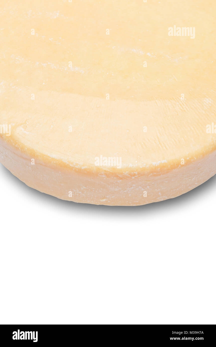 Whole round Head of parmesan or parmigiano hard cheese on white ...