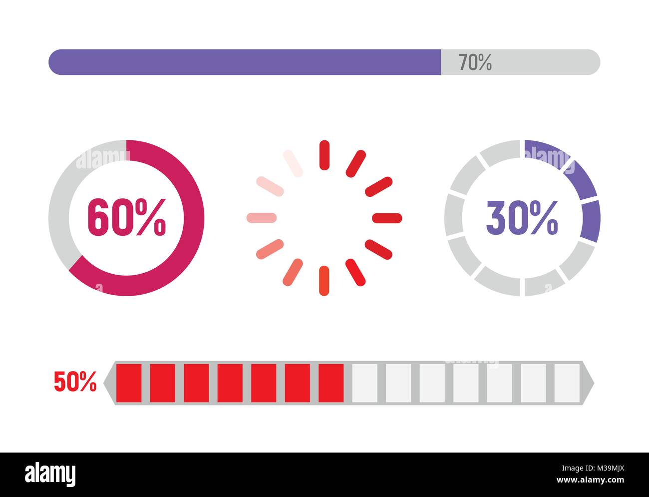Set of progress bars - template elements, flat design vector ...