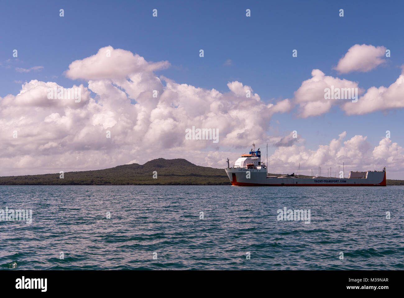 Yacht Express, yacht transport ship departing Auckland Stock Photo - Alamy