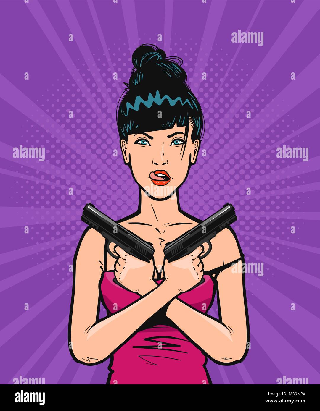 Girl pistol portrait Stock Vector Images - Alamy