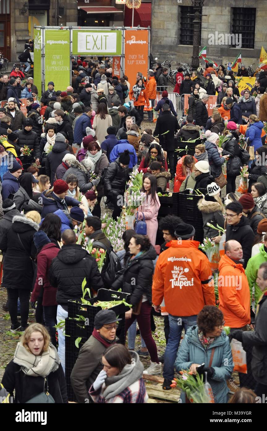 Amsterdam, Netherlands - January 20, 2018: Overhead view of the crowd ...