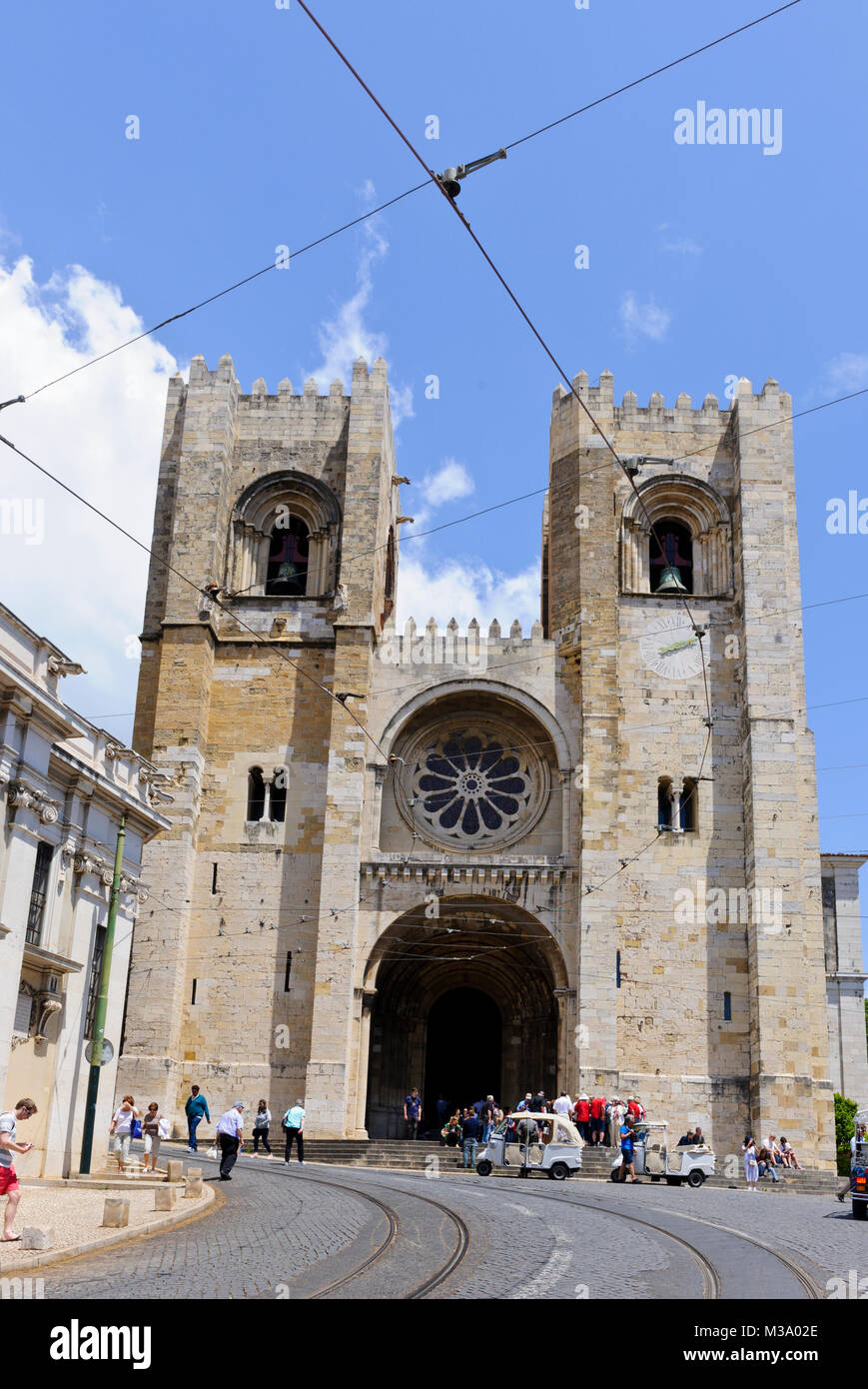 The facade of Lisbon Cathedral, a Roman Catholic church, Lisbon ...