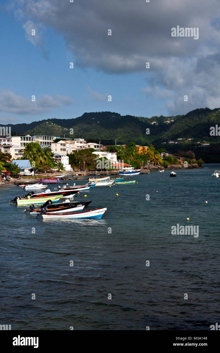 Martinique, Sainte Luce, southern coast, fishing village, harbor, fish ...