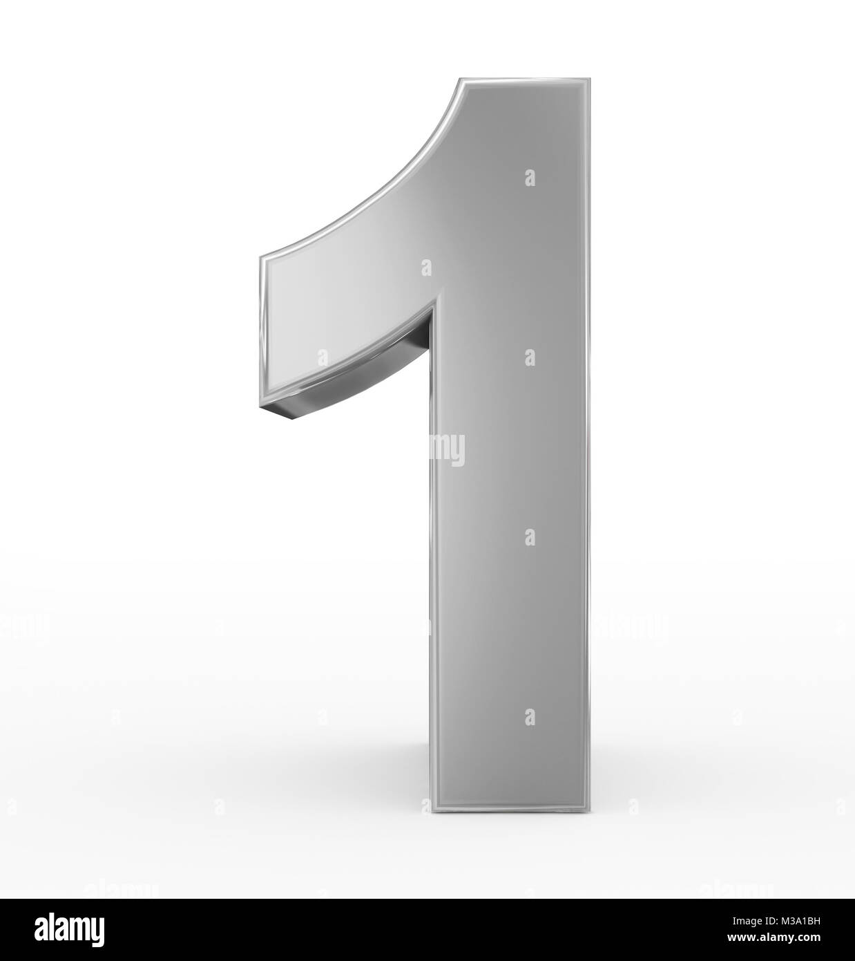 number 1 3d silver isolated on white - 3d rendering Stock Photo - Alamy