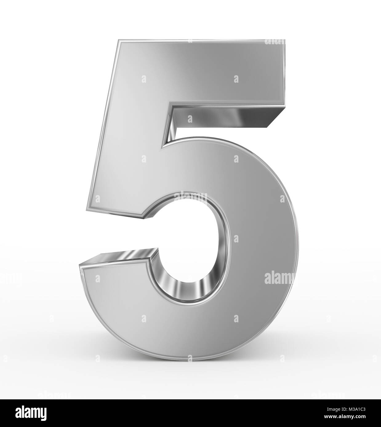 number 5 3d silver isolated on white - 3d rendering Stock Photo - Alamy