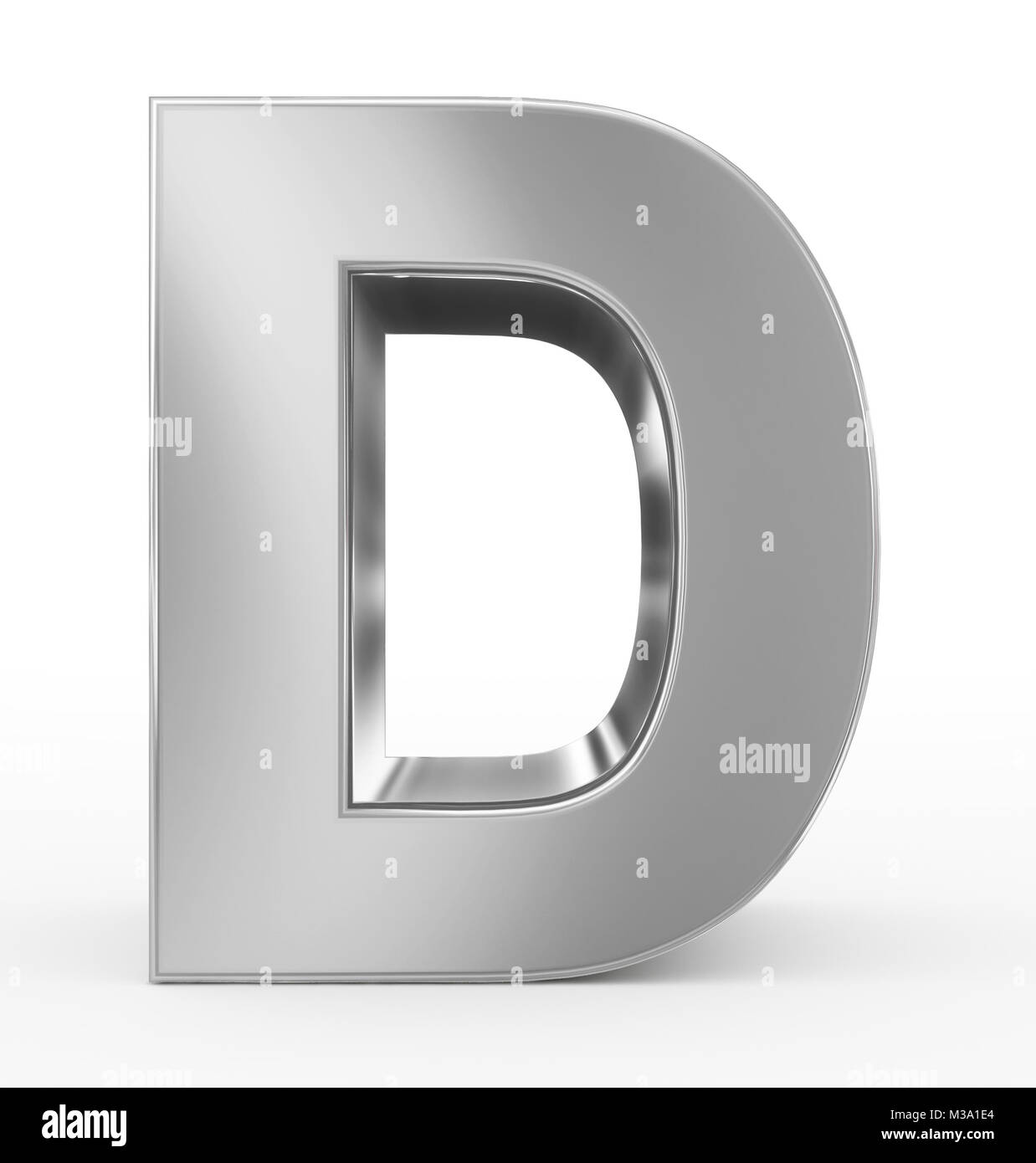 letter D 3d silver isolated on white - 3d rendering Stock Photo - Alamy