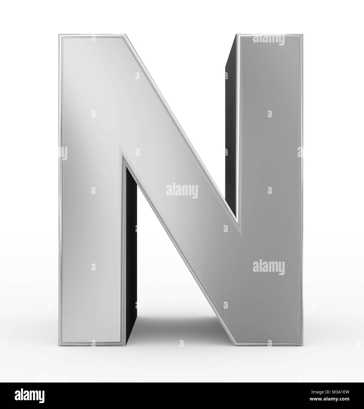 letter N 3d silver isolated on white - 3d rendering Stock Photo - Alamy