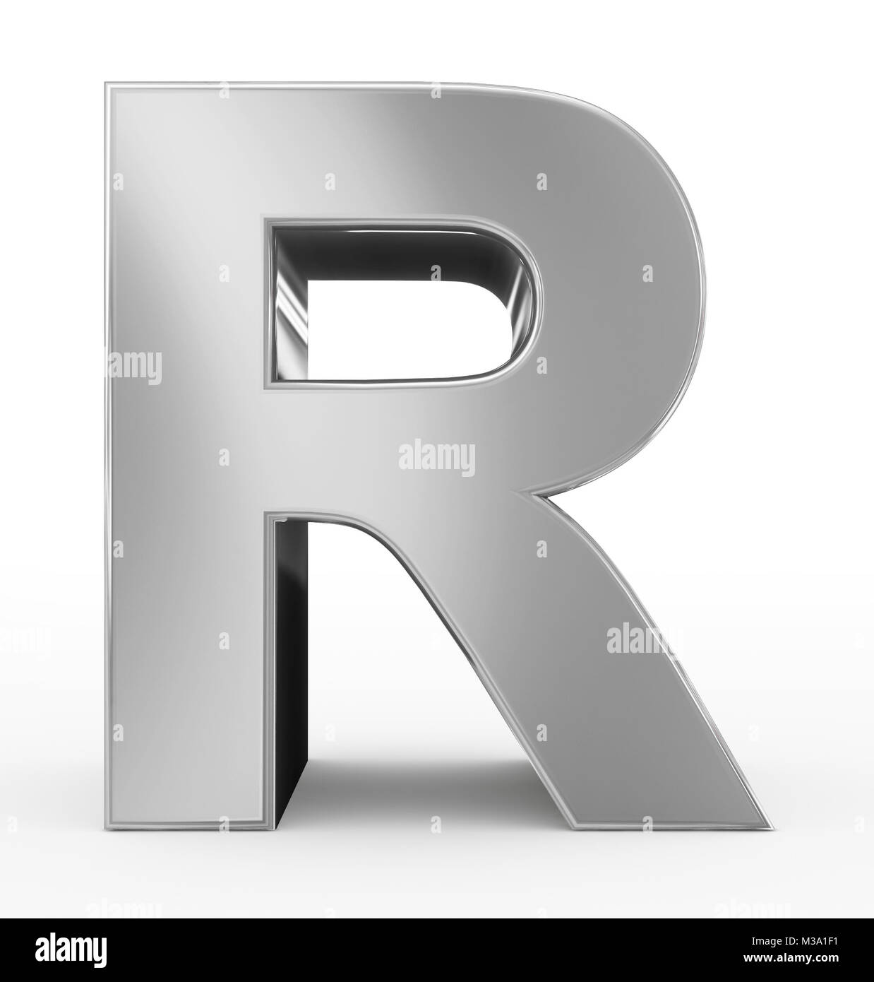 letter R 3d silver isolated on white - 3d rendering Stock Photo - Alamy