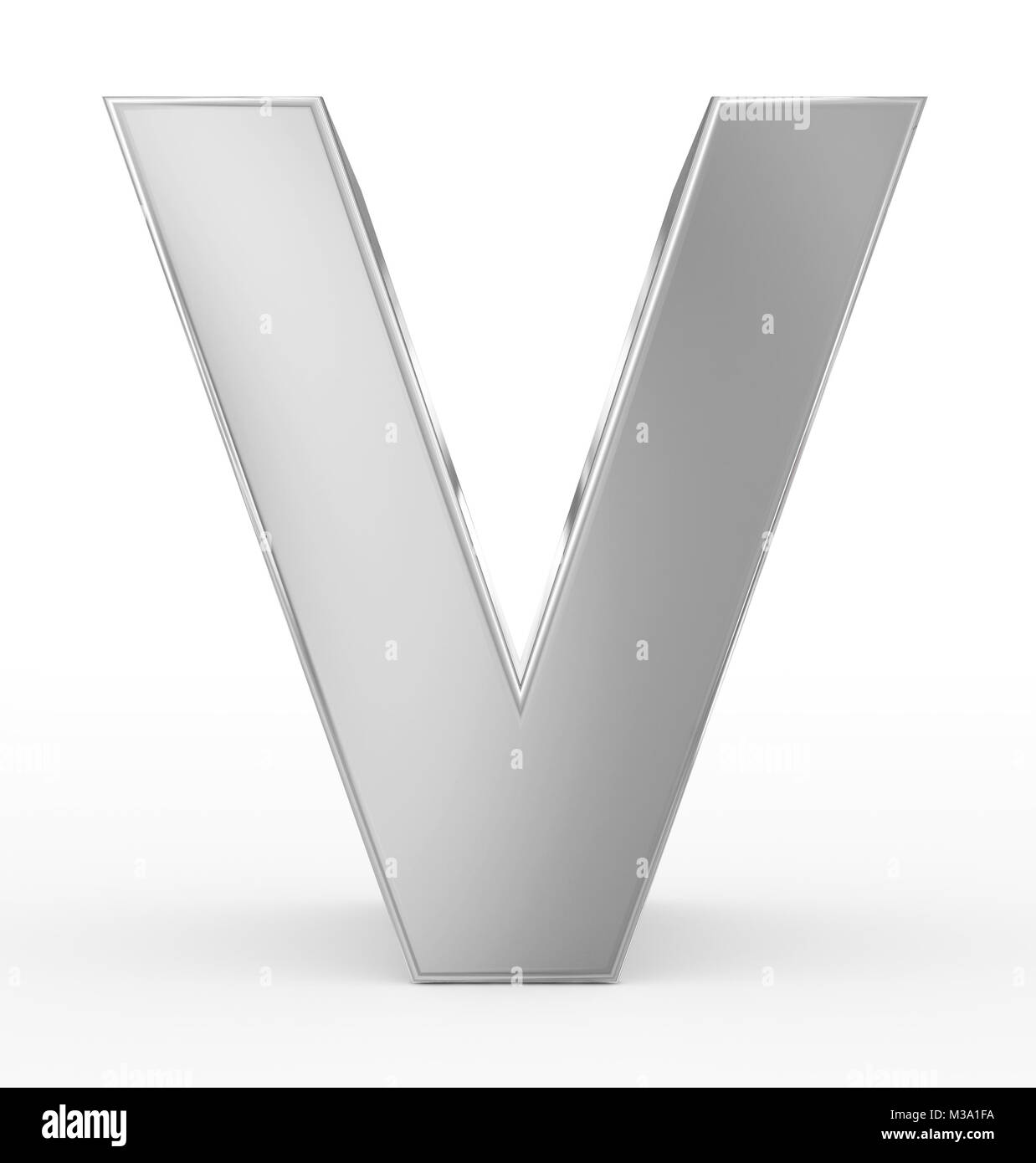 letter V 3d silver isolated on white - 3d rendering Stock Photo - Alamy