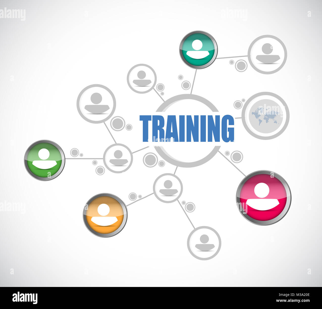 business man training network diagram model illustration isolated over ...