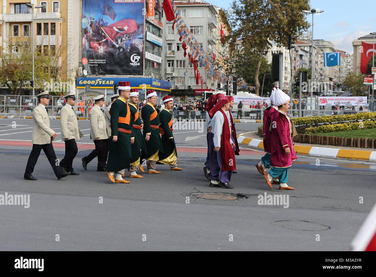 ISTANBUL, TURKEY - OCTOBER 29, 2017: Municipal police march with ...