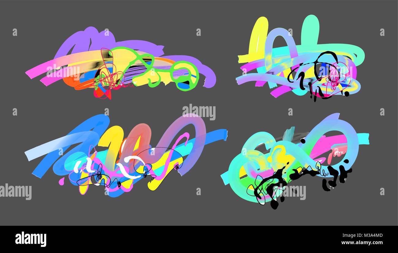 set of abstract digital painting elements isolated Stock Vector Image ...