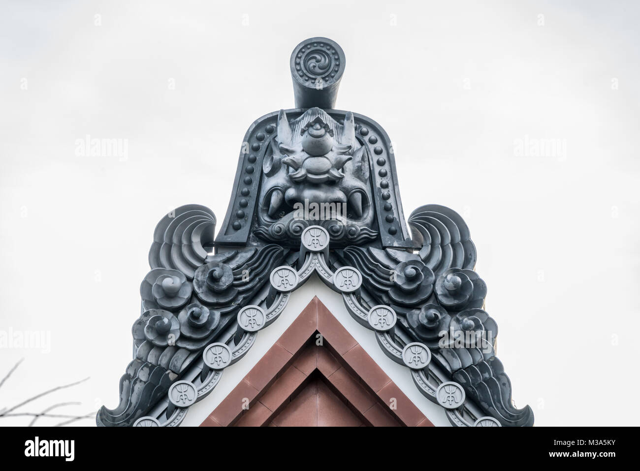 OnigawaraGoblin Ogre tile (鬼瓦) Roof ornament at Hongaku-ji Temple ...