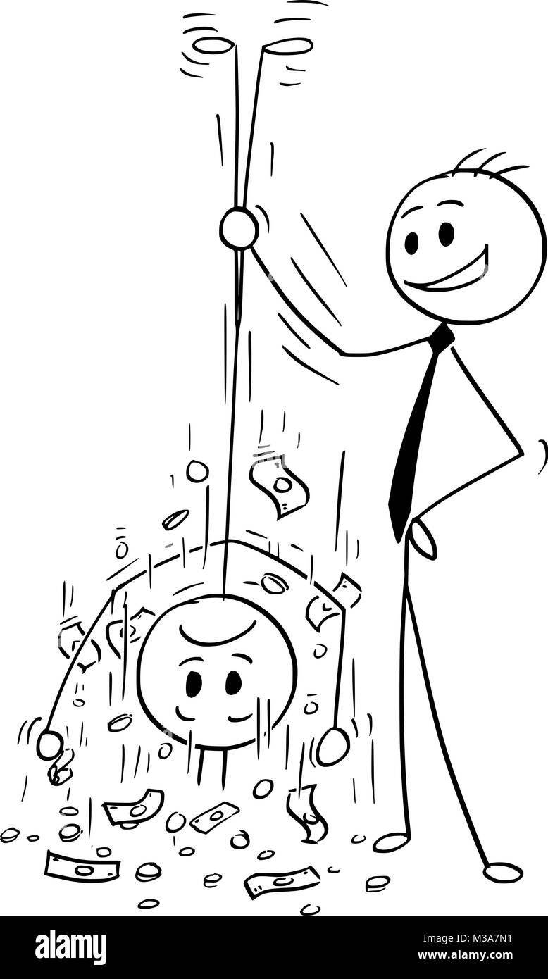 Cartoon of Businessman Shaking Out Money from his Client or Customer ...