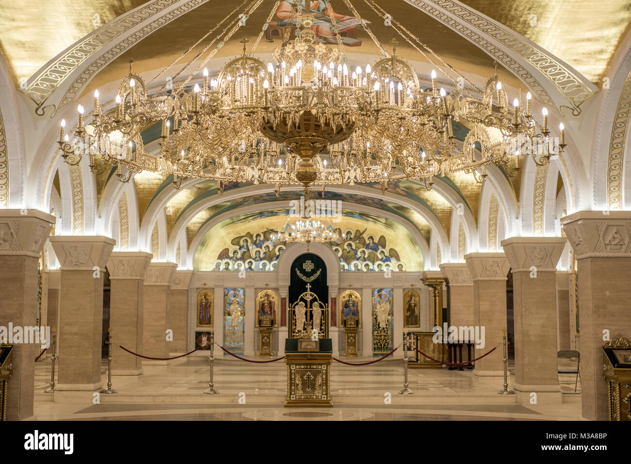 Interior of Church of Saint Sava in Belgrade, Serbia. Saint Sava Temple ...