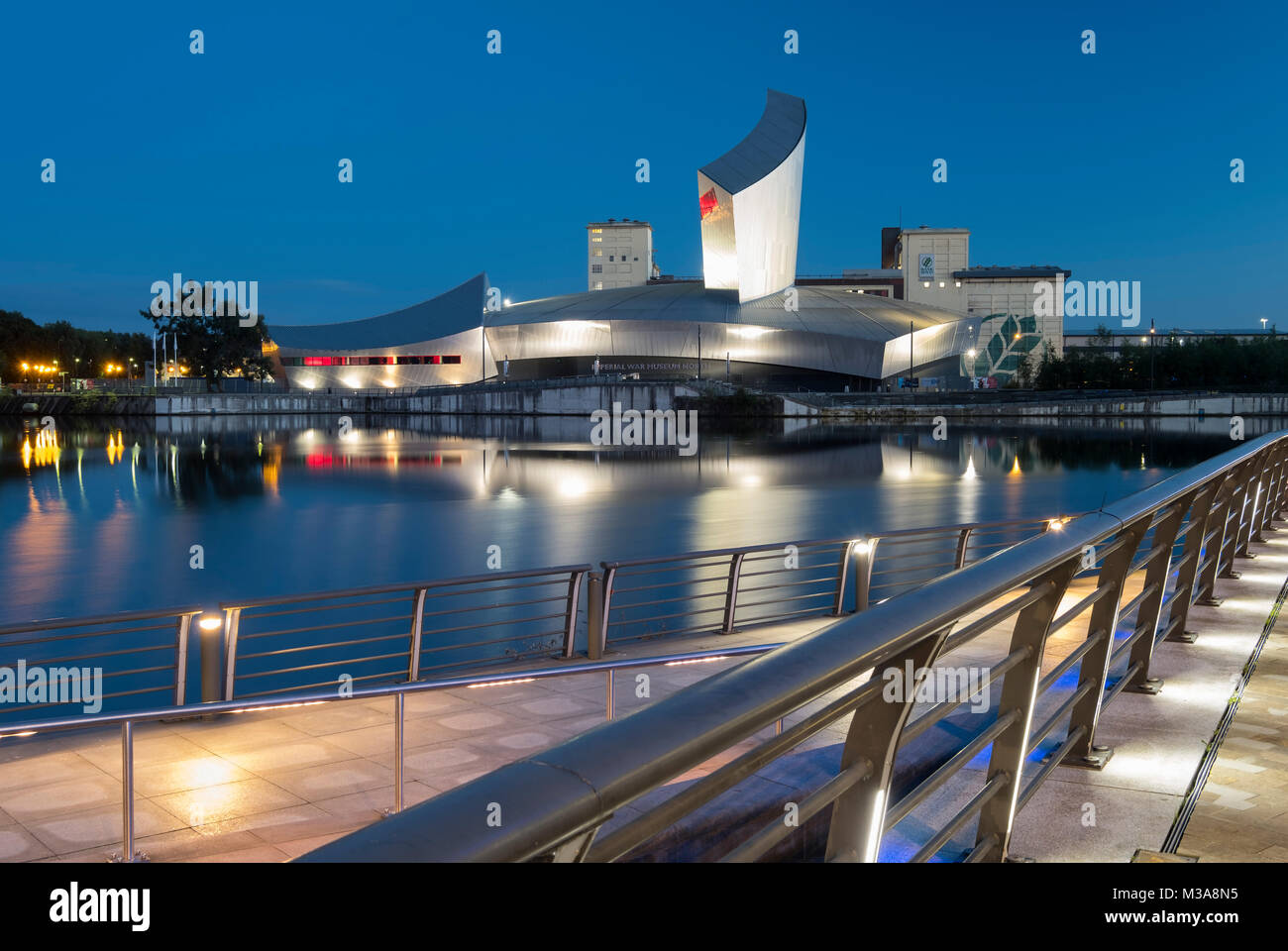 The Imperial War Museum North at night, Salford Quays, Greater ...