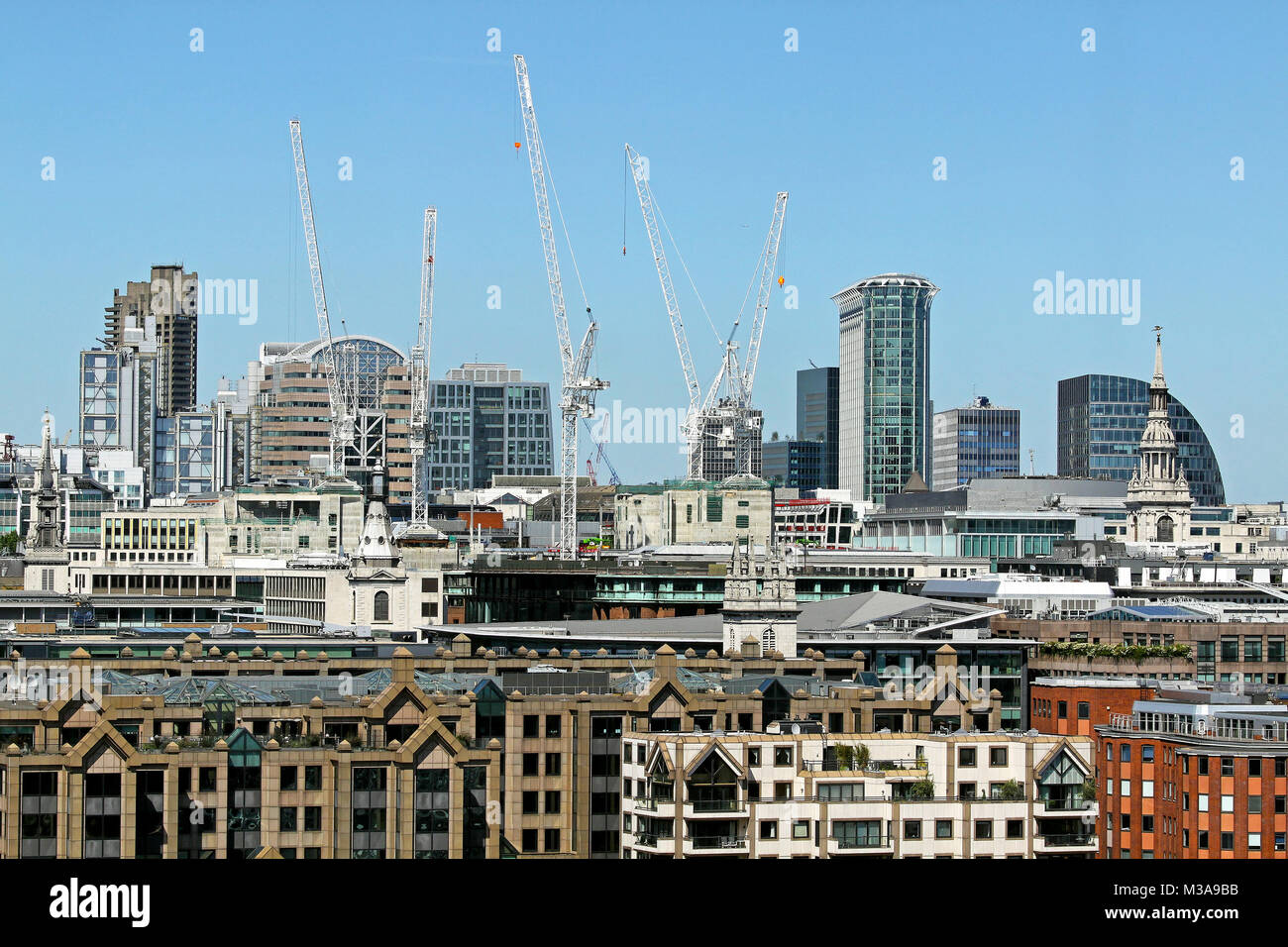 London cityscape with building construction sites in background Stock ...