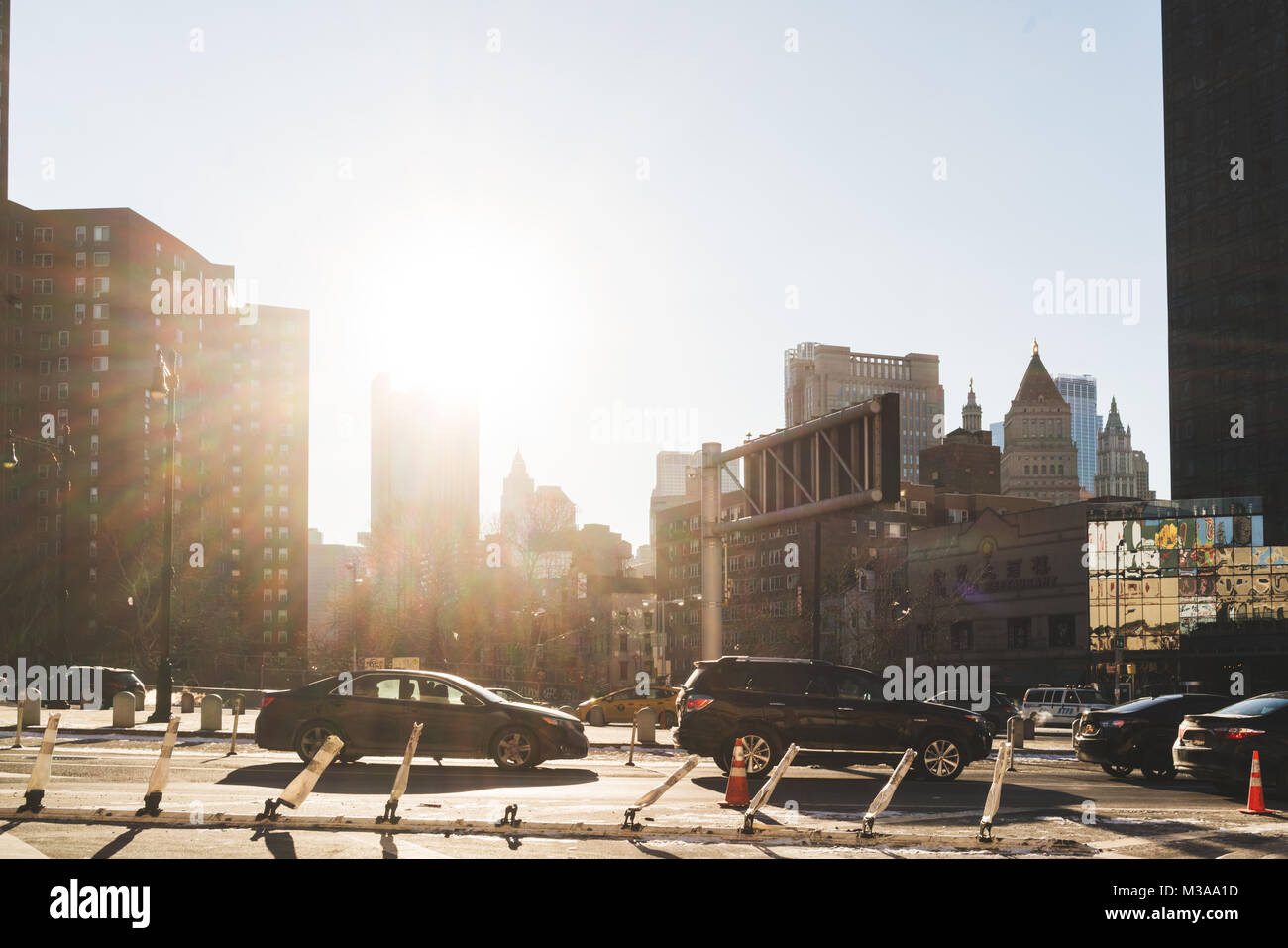 New york street with sun Stock Photo - Alamy