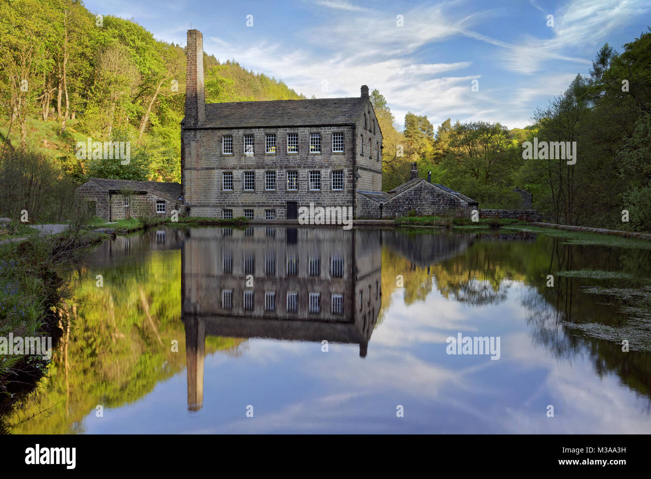 UK, West Yorkshire, Hebden Bridge, Hardcastle Crags, Gibson Mill and ...