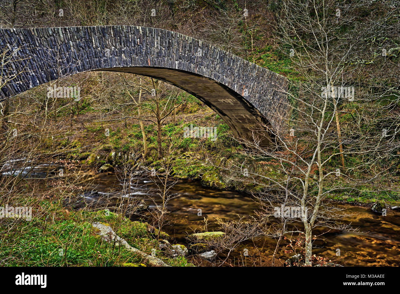 UK, North Devon, Exmoor, Footbridge over East Lyn River Stock Photo - Alamy