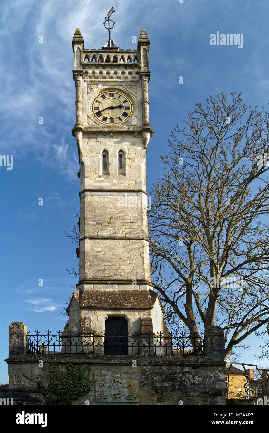 UK, Wiltshire, Salisbury, Clock Tower & part of former county jail on ...