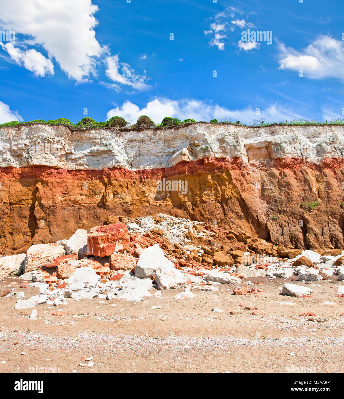 layered cliffs at Hunstanton with skies Stock Photo - Alamy