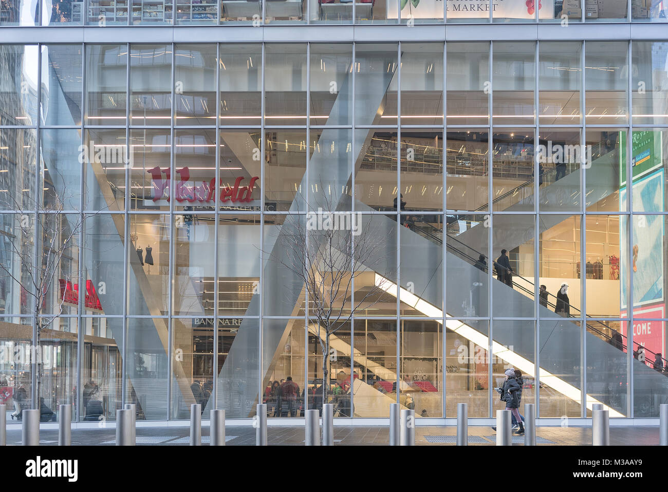 NYC/USA 02 JAN 2018 - glass facade of mall in manhattan. new York Stock ...