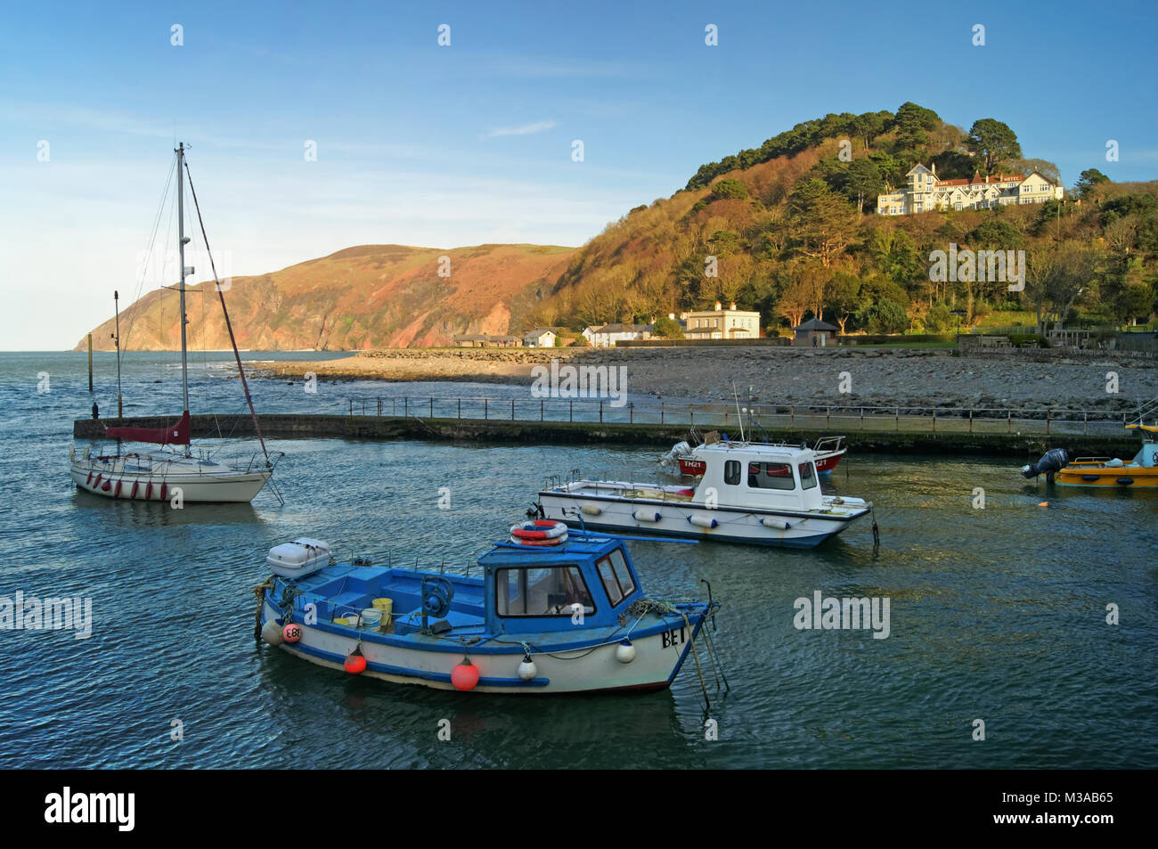 UK,North Devon,Boats in Lynmouth Harbour Stock Photo - Alamy