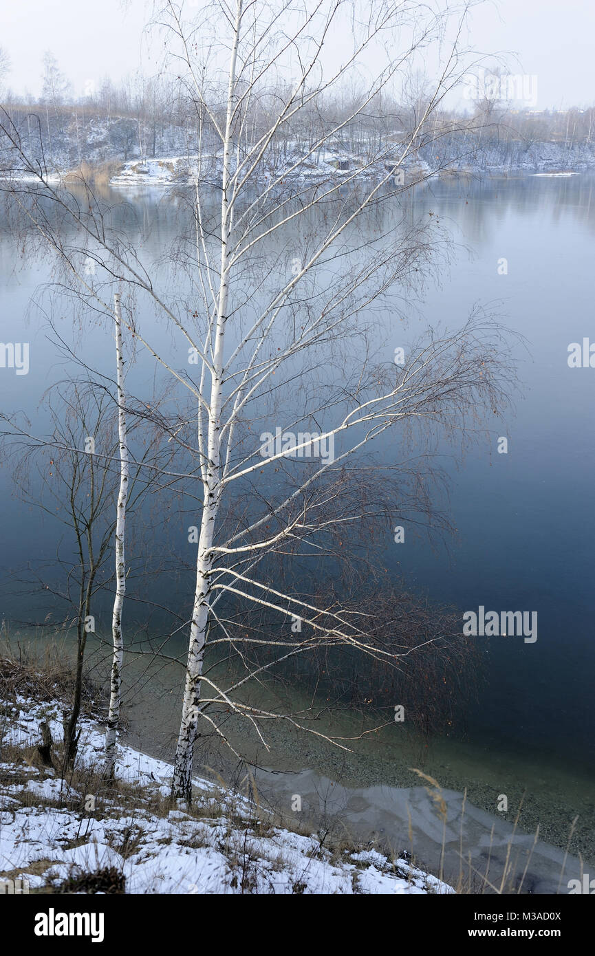 Spring landscape with melting ice on the lake on a clear day Stock ...