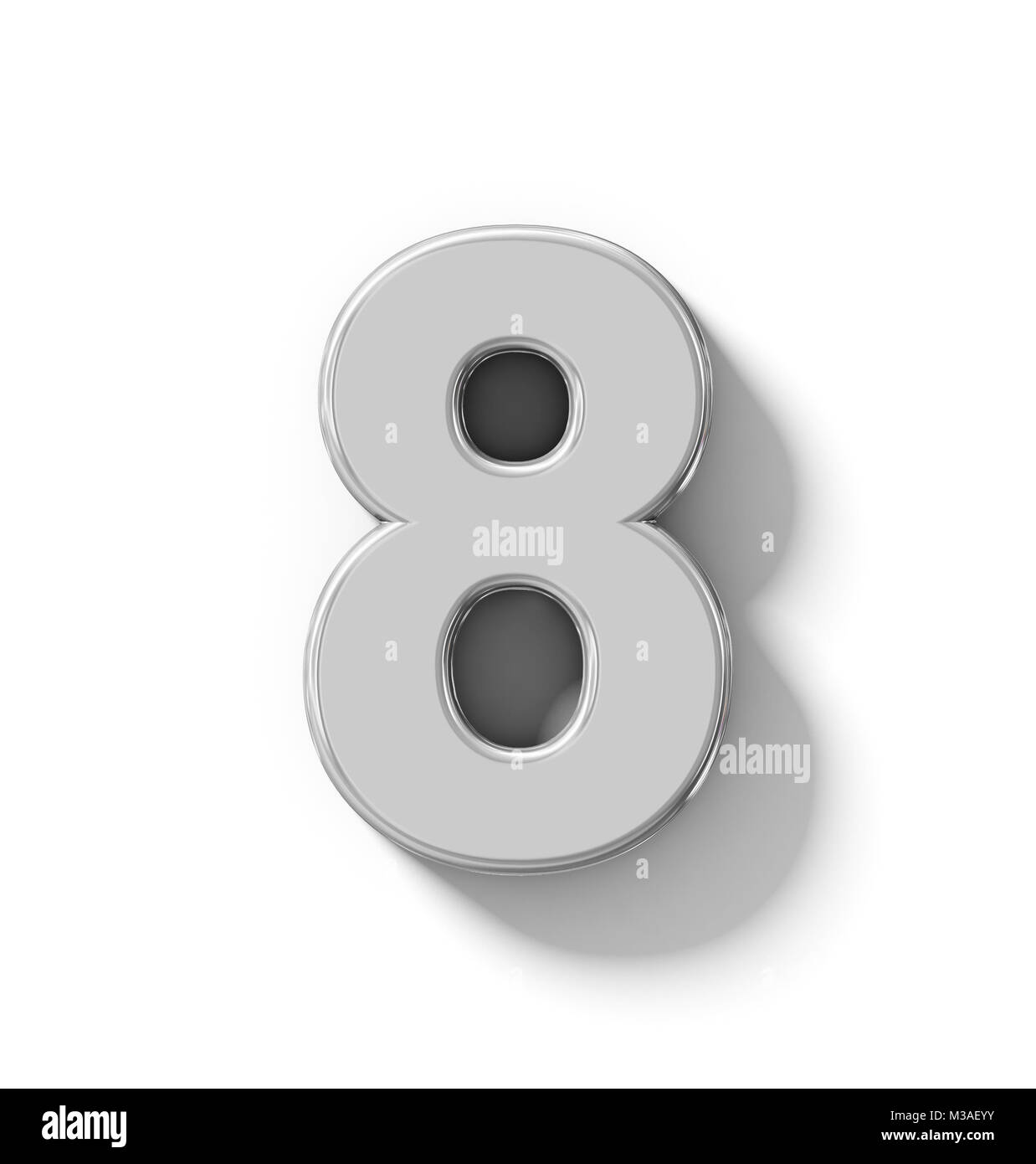 number 8 3D silver isolated on white with shadow - orthogonal ...
