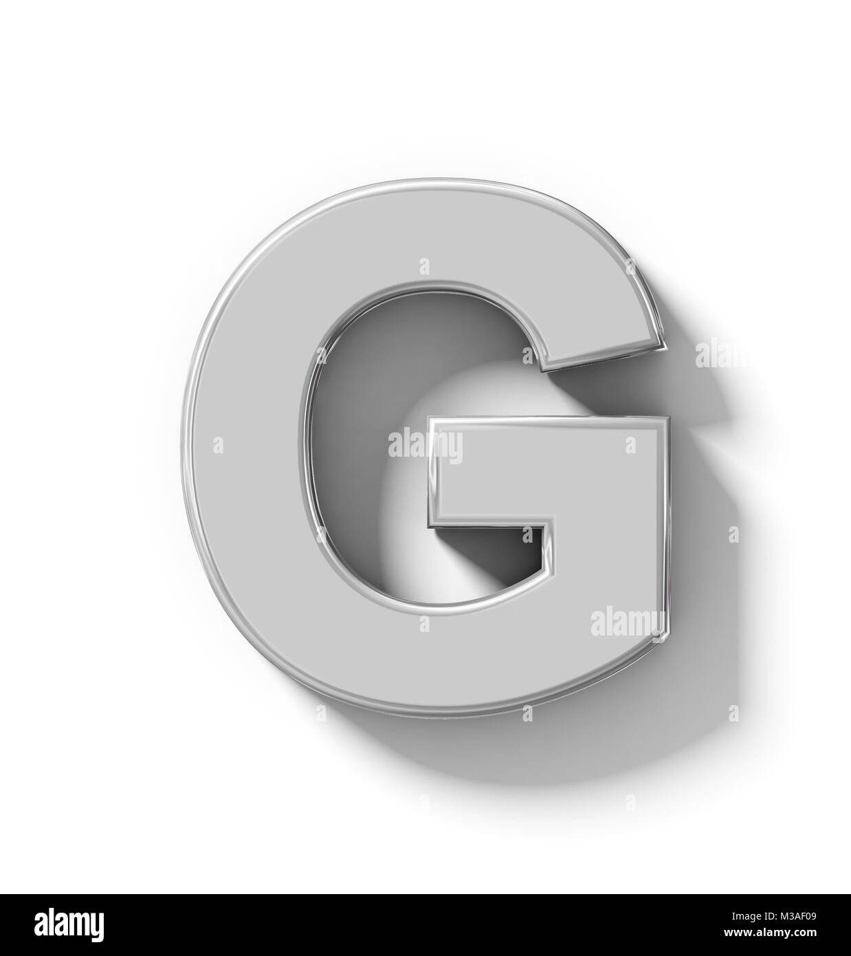 letter G 3D silver isolated on white with shadow - orthogonal ...
