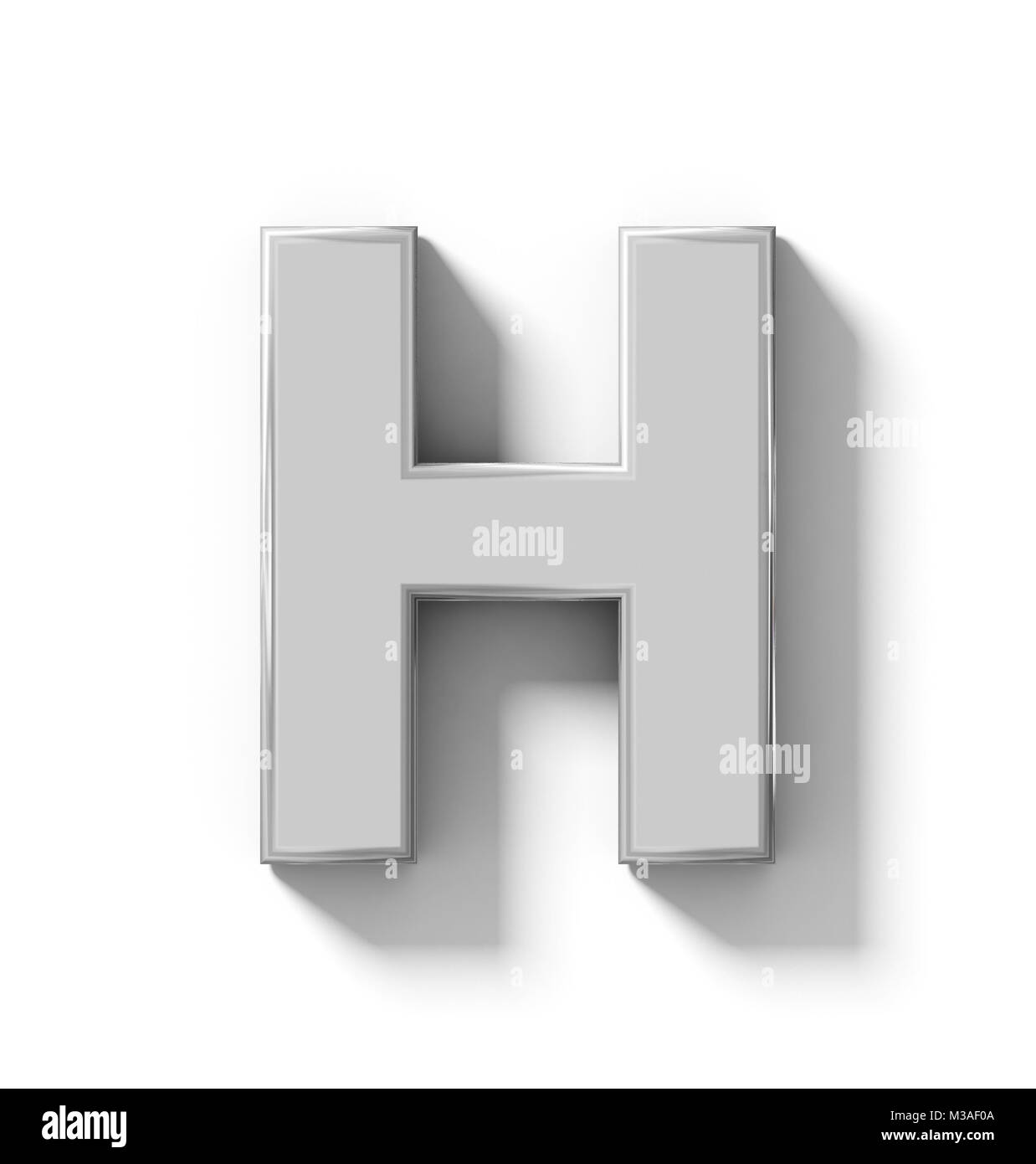 letter H 3D silver isolated on white with shadow - orthogonal ...