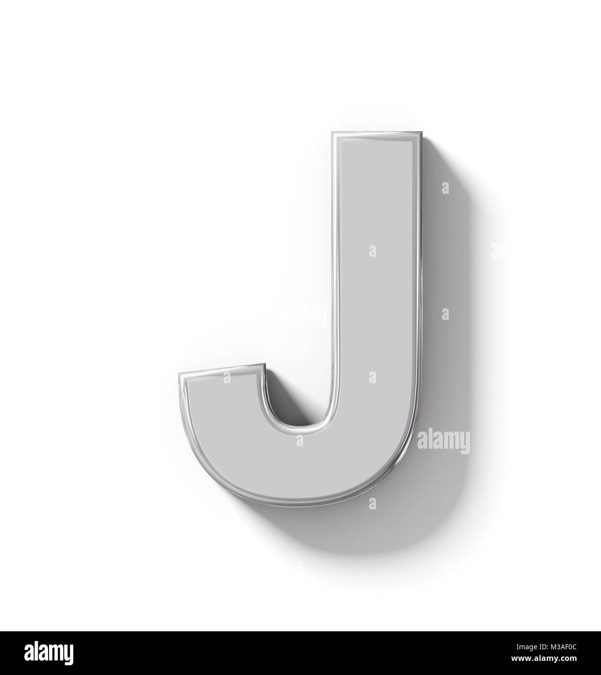letter J 3D silver isolated on white with shadow - orthogonal ...