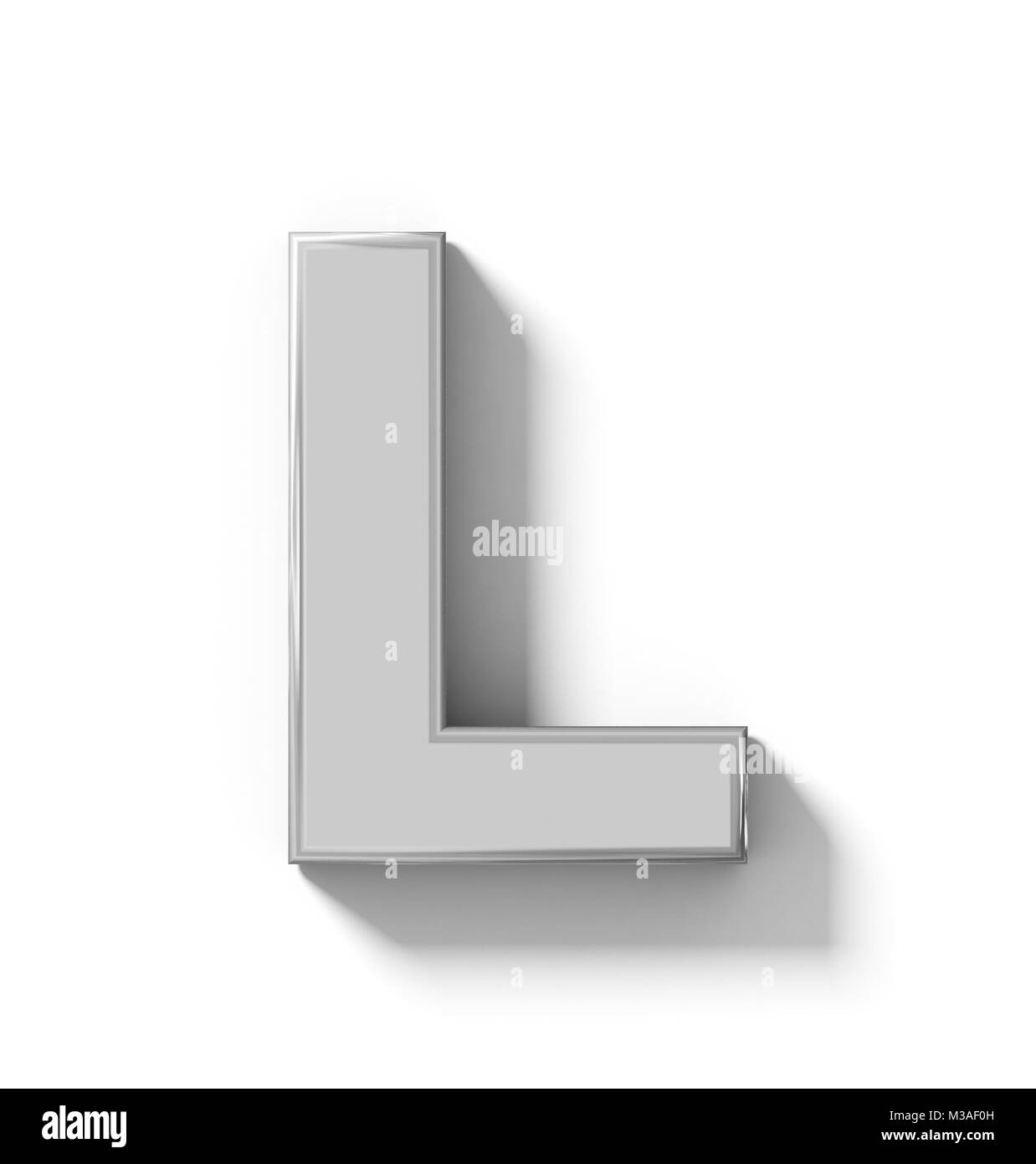 letter L 3D silver isolated on white with shadow - orthogonal ...