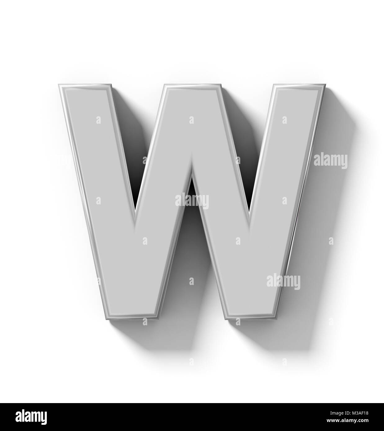 letter W 3D silver isolated on white with shadow - orthogonal ...