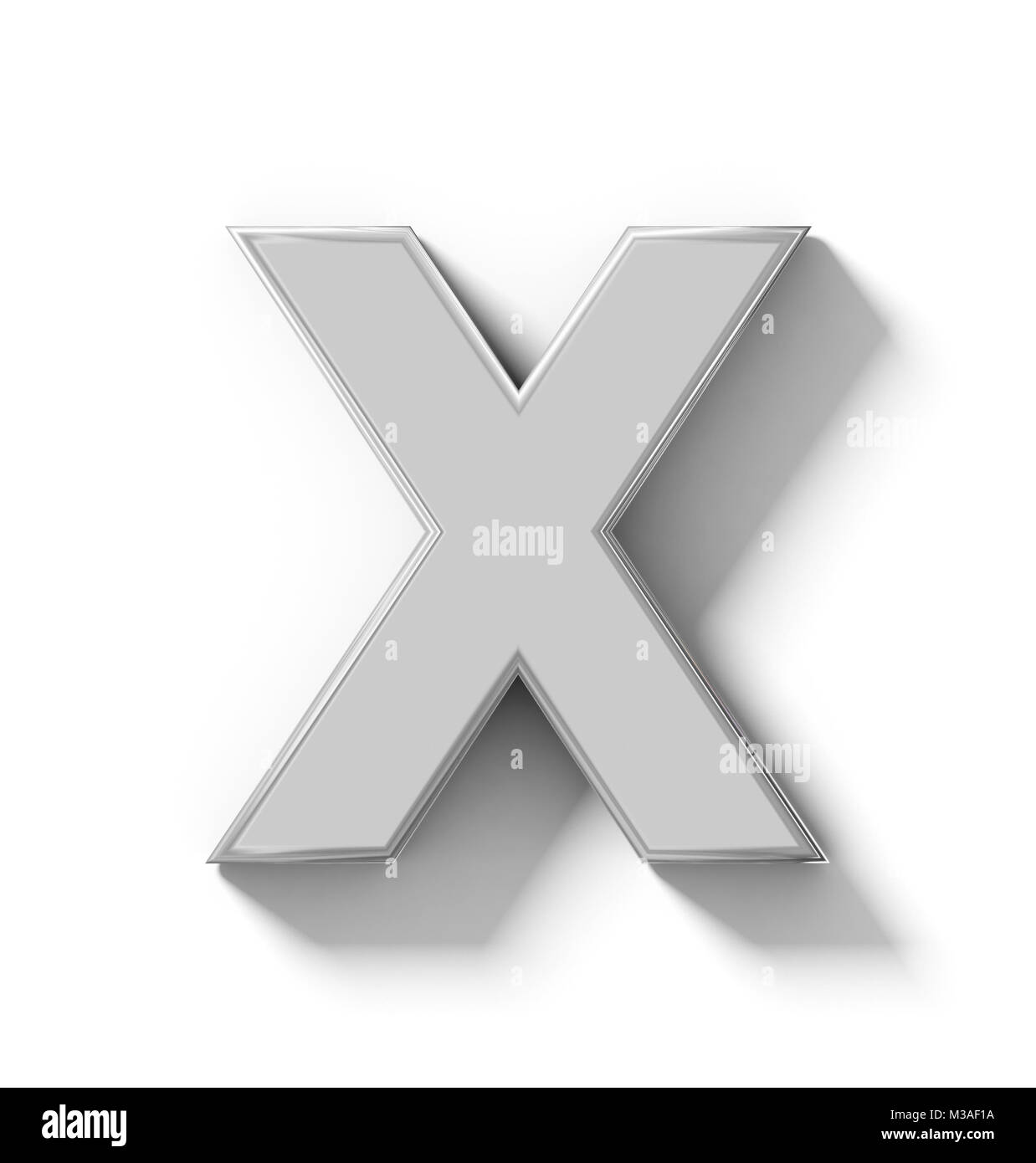 letter X 3D silver isolated on white with shadow - orthogonal ...