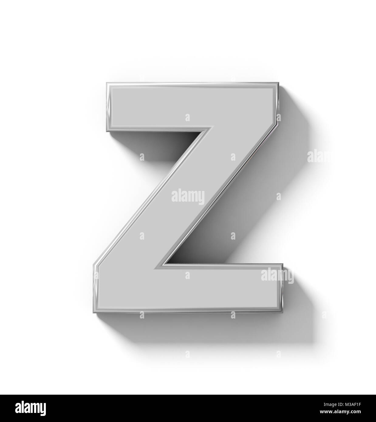 letter Z 3D silver isolated on white with shadow - orthogonal ...