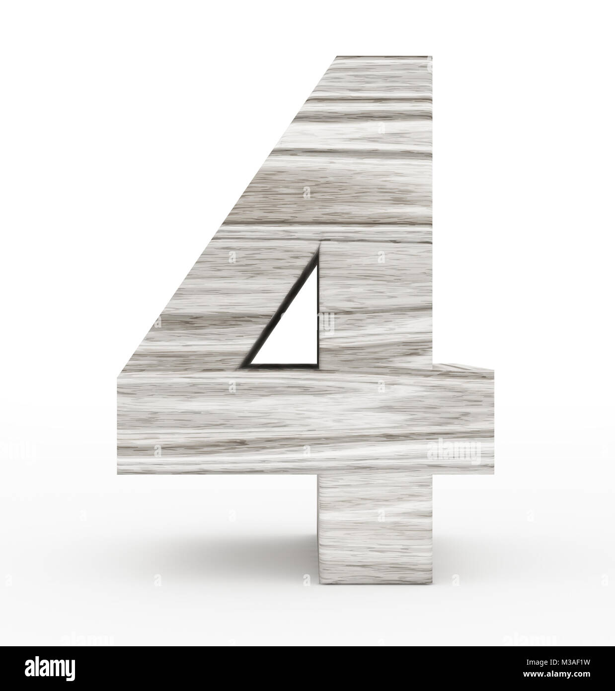 number 4 3d wooden isolated on white - 3d rendering Stock Photo - Alamy
