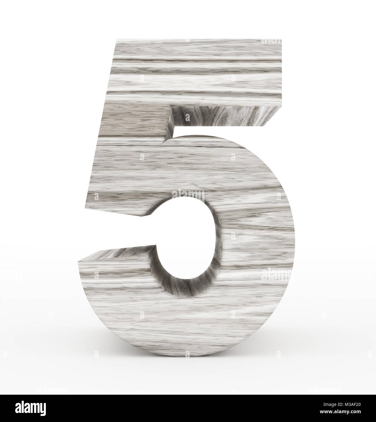 number 5 3d wooden isolated on white - 3d rendering Stock Photo - Alamy