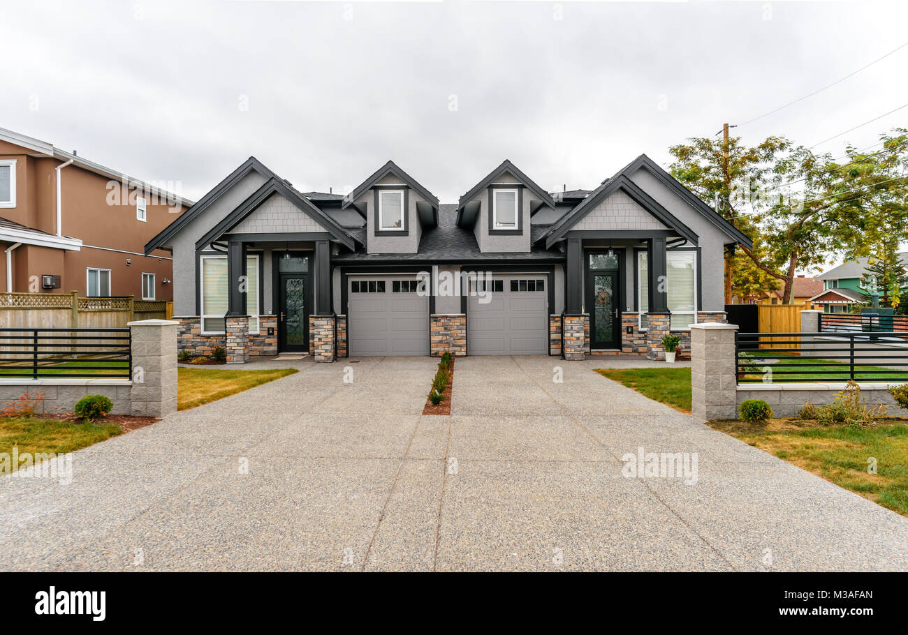 A typical American private house with a garage for a family in a suburb ...